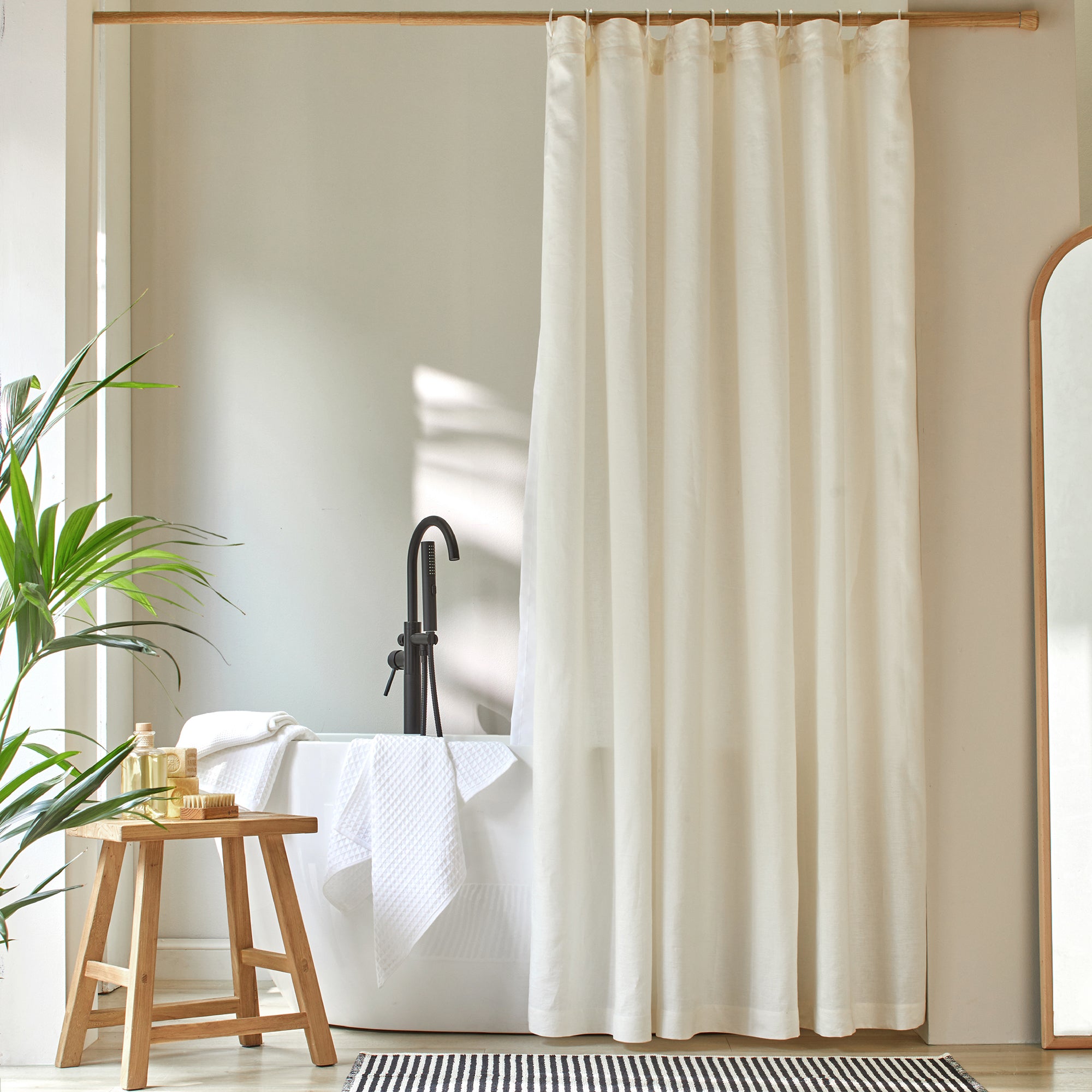 Custom Made Linen Shower Curtain Ivory