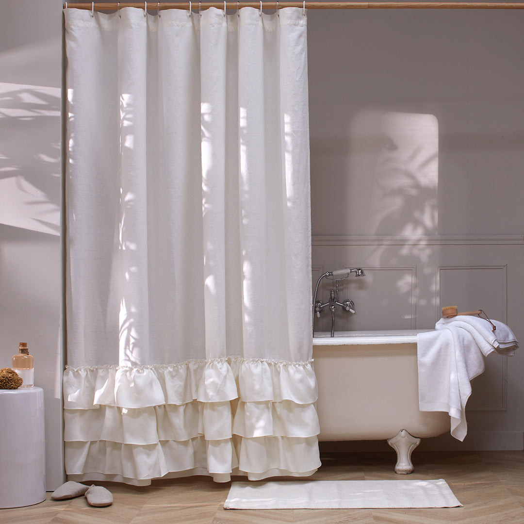 Beautiful white shower curtains store