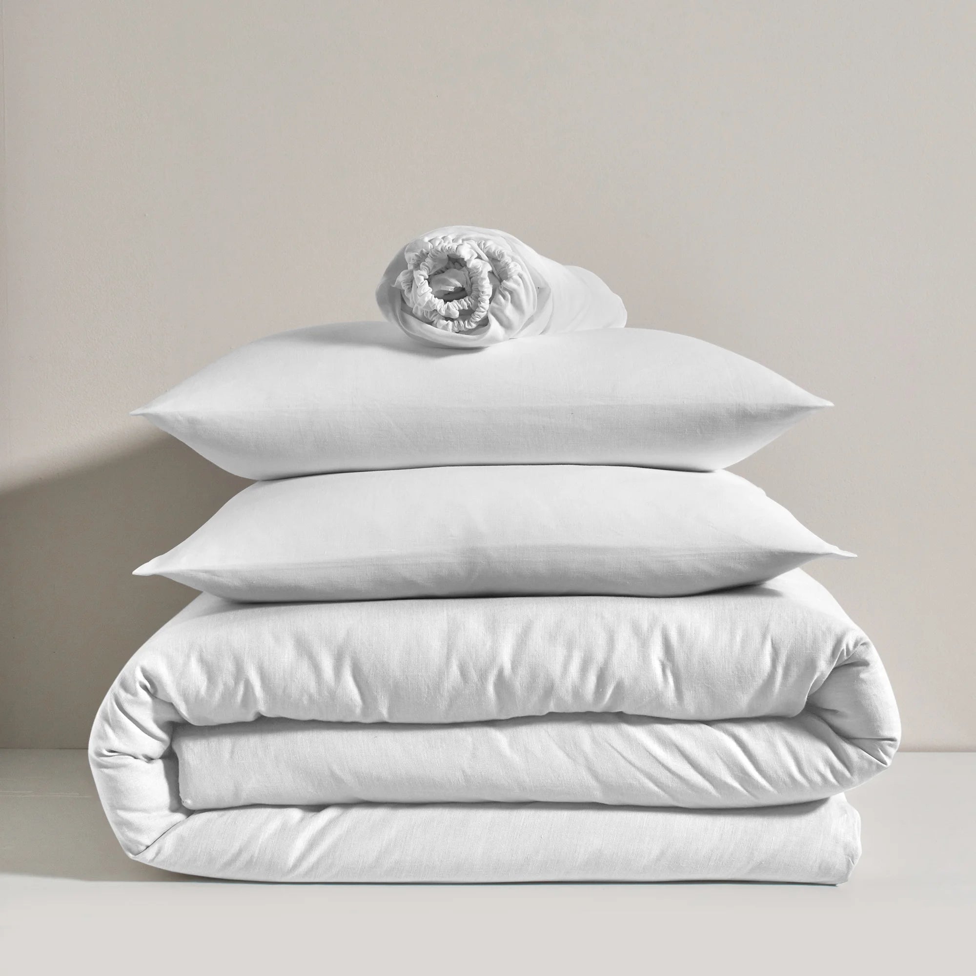 Optical White Linen Bedding Set | Linenshed