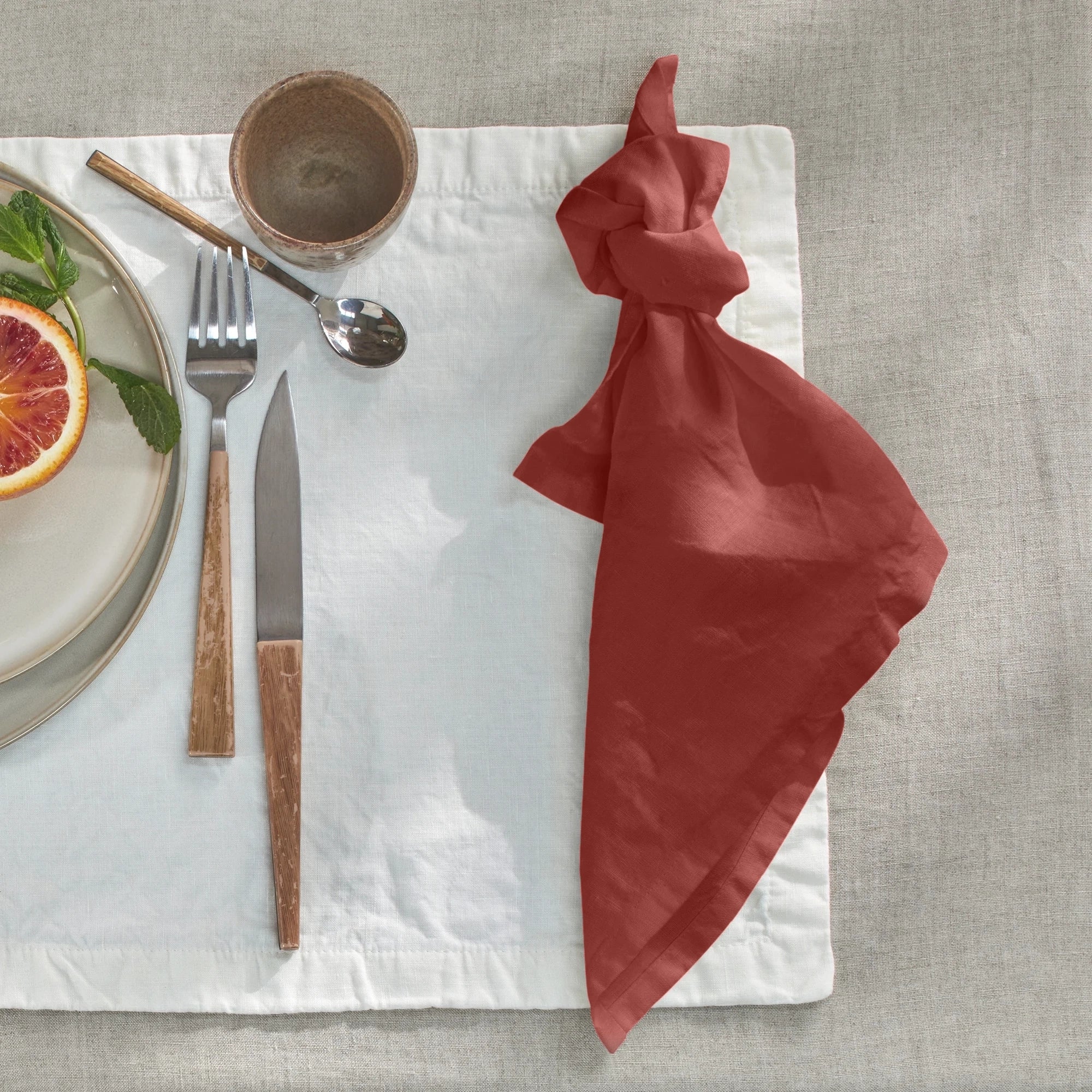 Red brick linen table napkins | Linenshed