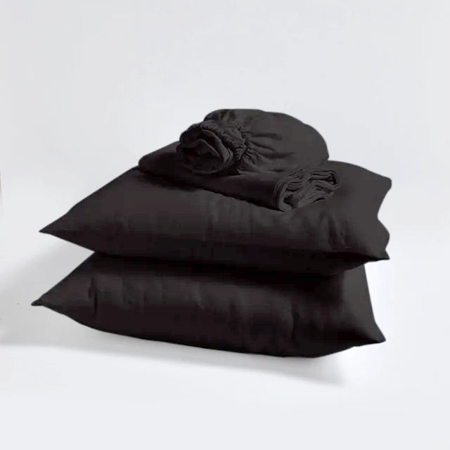 Linen sheets set jet black | Linenshed