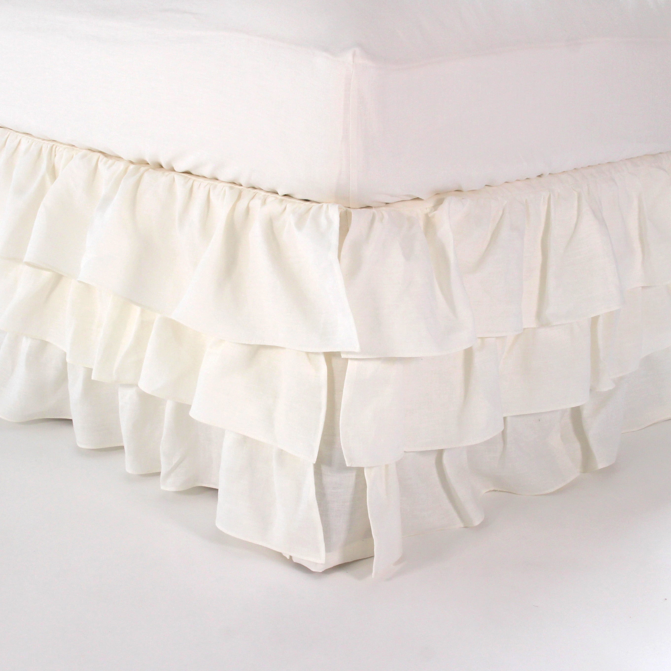 Waterfall linen bed skirt ivory | Linenshed