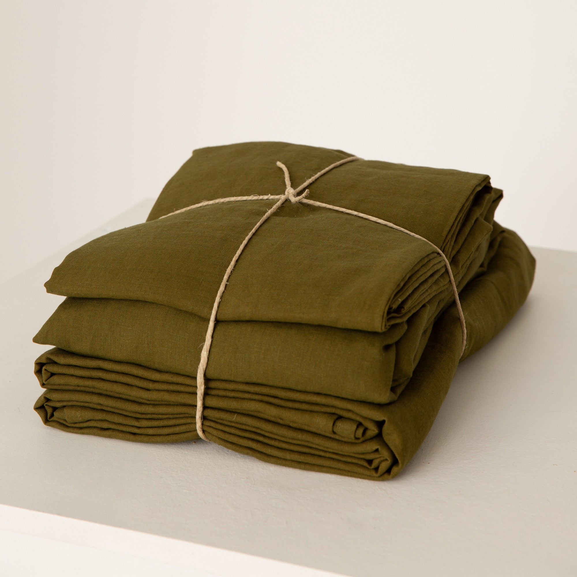 Linen sheets set green olive | Linenshed