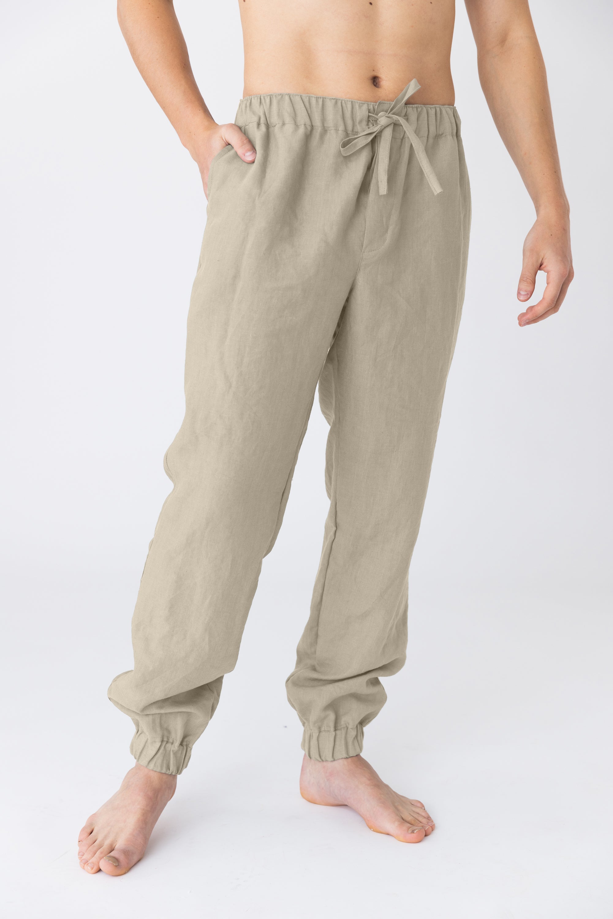 Linen joggers beige | Linenshed